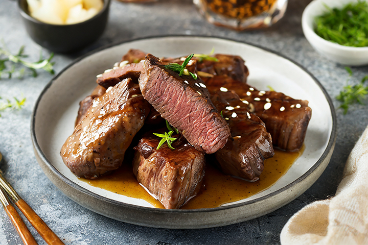 Honey Bourbon Wagyu Filet Tips